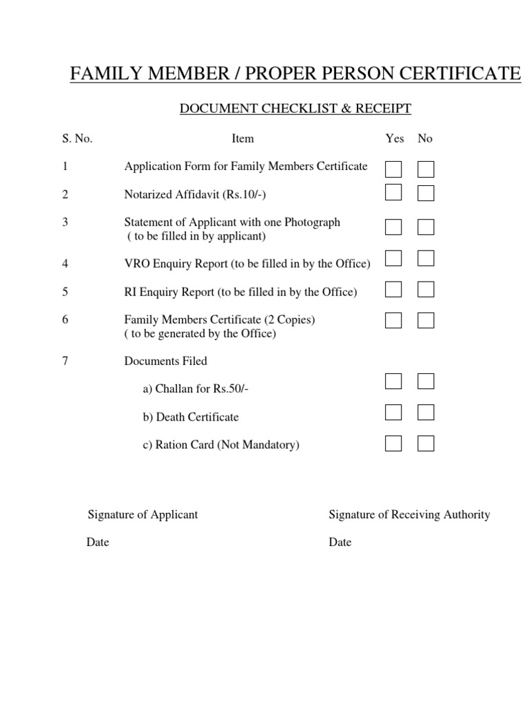 Form 18 - Application For Family Member Certificate | PDF | Notary ...