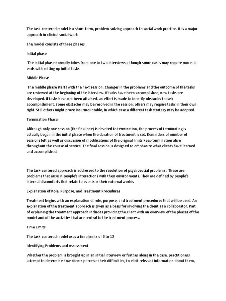 An Overview of the Three Phases and Key Components of the Task-Centered Model of Social Work ...