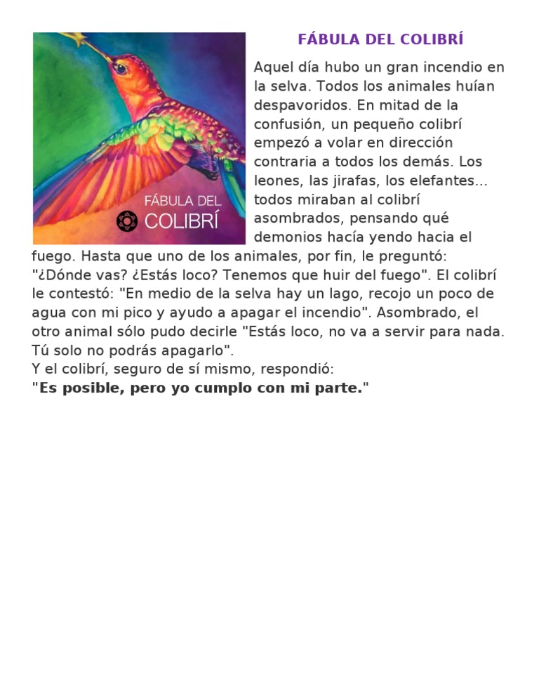 FÁBULA DEL COLIBRÍ | PDF