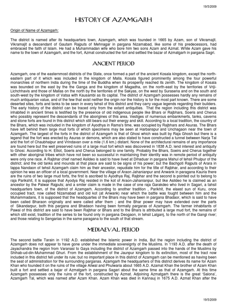 History of Azamgarh | PDF | Mahatma Gandhi | Indian Nationalism