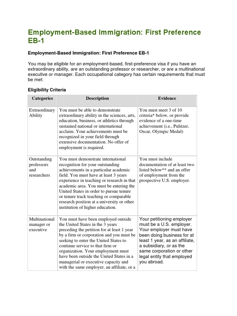 Employment Based Visa | PDF | Permanent Residence (United States ...