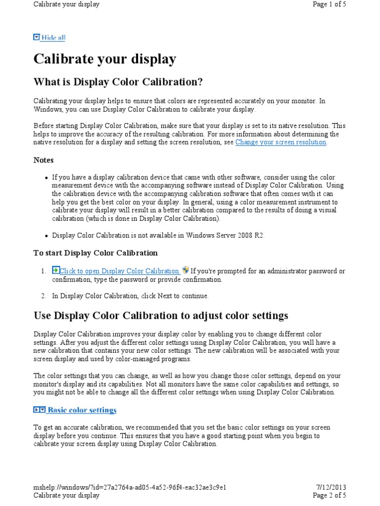 Color Display Settings Process | PDF | Calibration | Computer Monitor