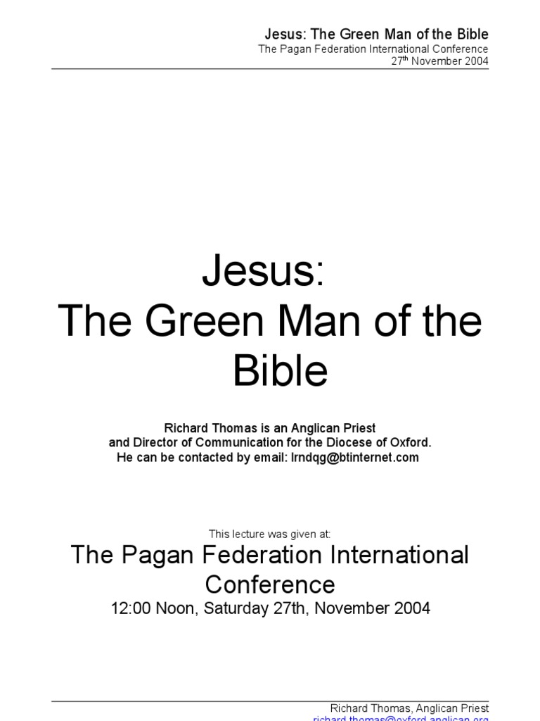 Jesus Green Man | PDF | Genesis Creation Narrative | Sacred