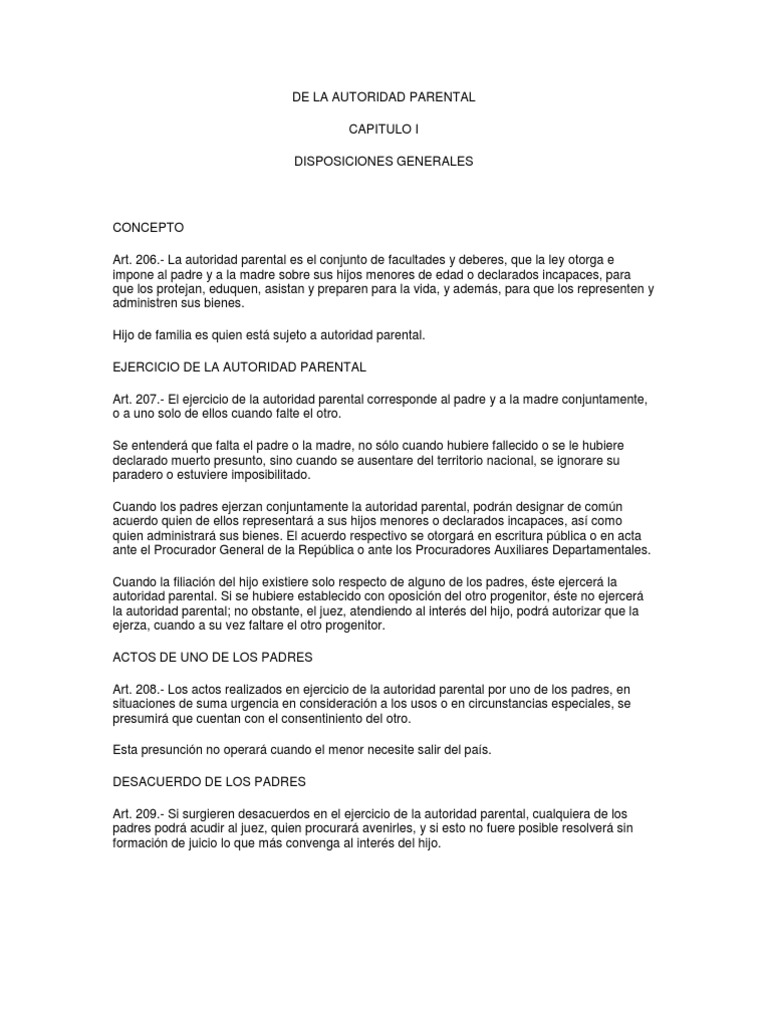 Articulos 206 A 246 Codigo de Familia | PDF | Menor (ley ...
