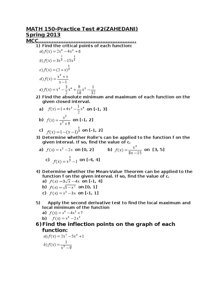 Math 150 Practice Test 2 Pdf