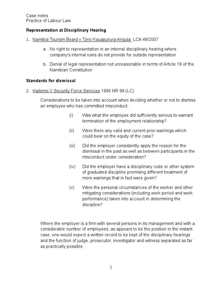 Case Notes For Students - Labour Practice | PDF | Employment | Burden ...