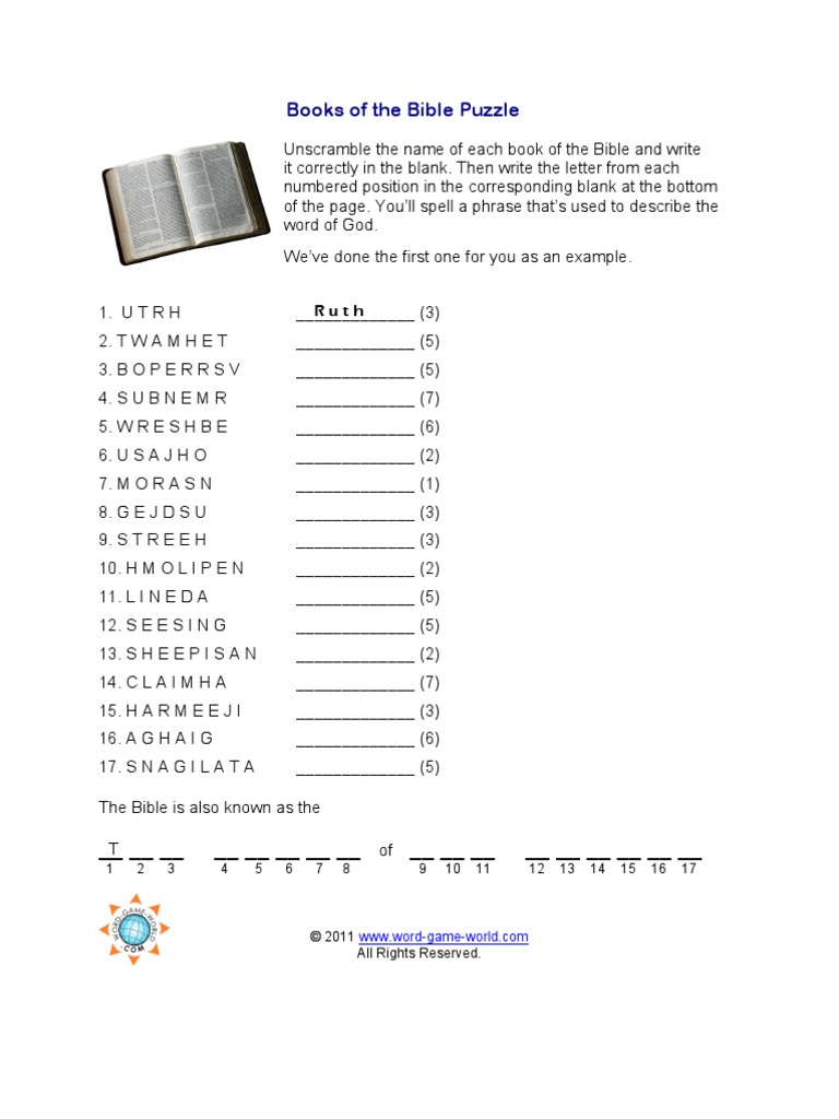 Books of The Bible Unscramble | PDF | Language Arts & Discipline