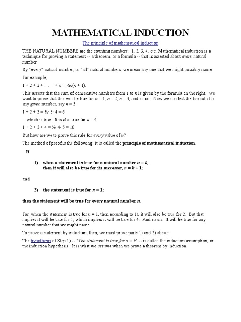 The Principle of Mathematical Induction | PDF | Mathematical Proof ...