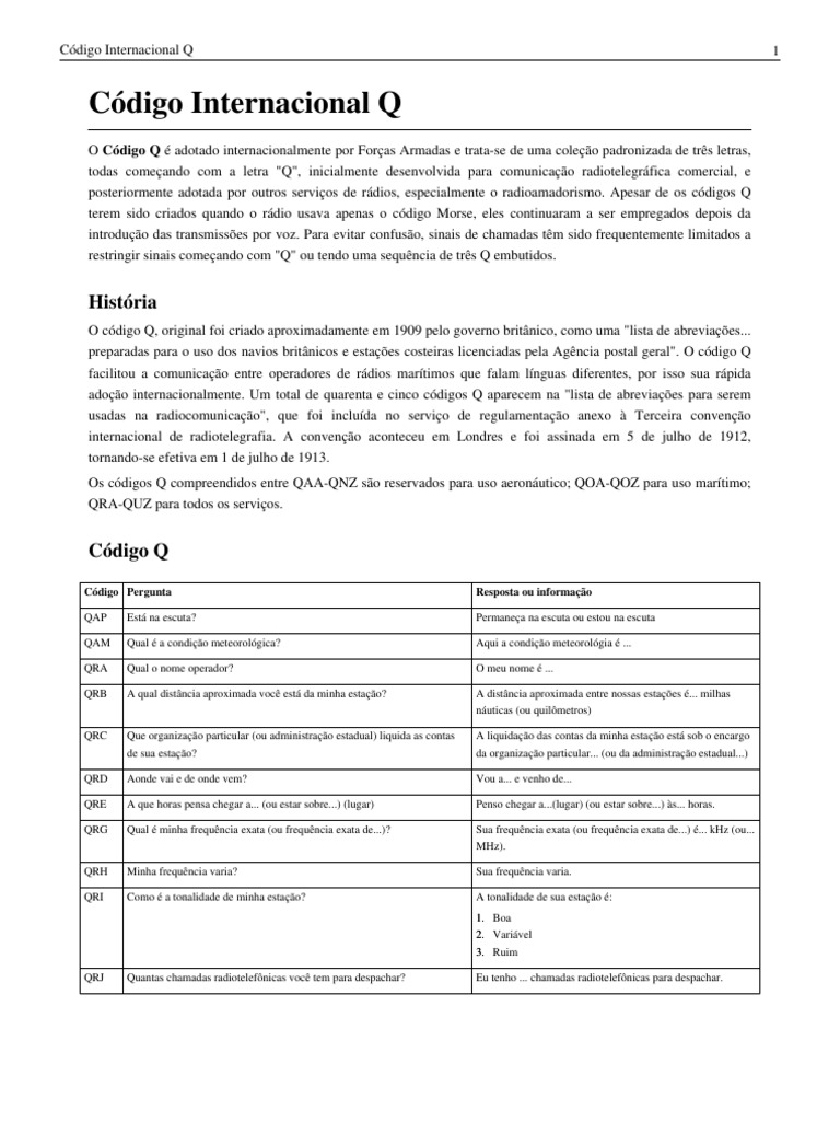 Código Internacional Q | PDF | Rádio | Comunicação