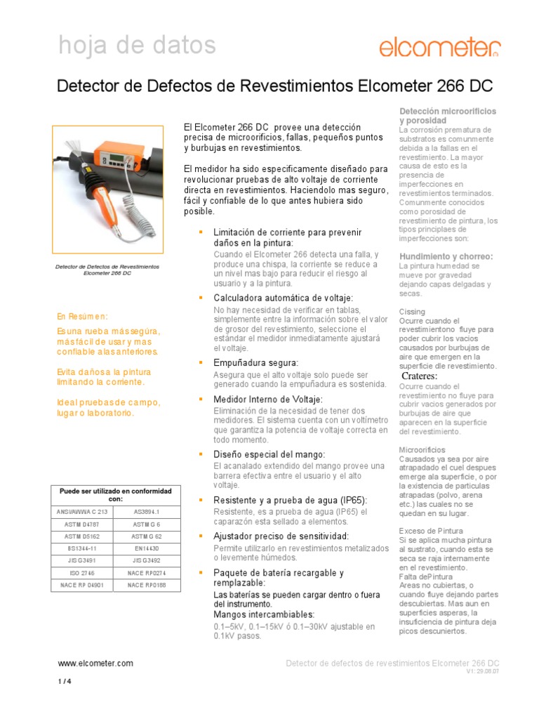 Elcometer 266 | PDF | Revestimiento | Voltio