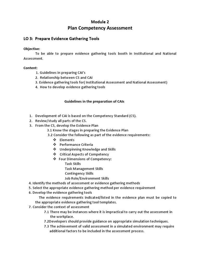 Prepare Evidence Gathering Tools | PDF | Educational Assessment ...