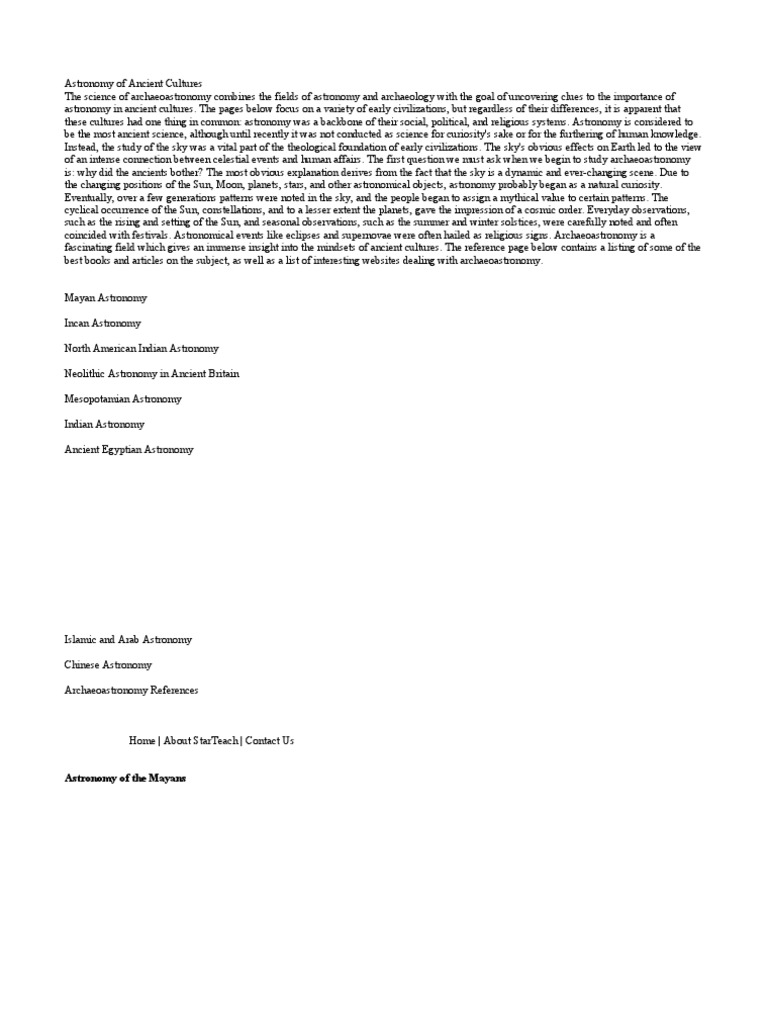 Astronomy of Ancient Cultures | PDF | Astronomy | Maya Civilization