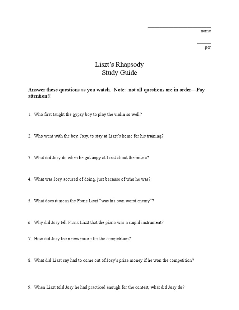 Liszt's Rhapsody Study Guide | PDF | Franz Liszt | Classical Music