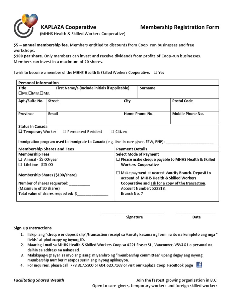 Membership Registration Form | PDF