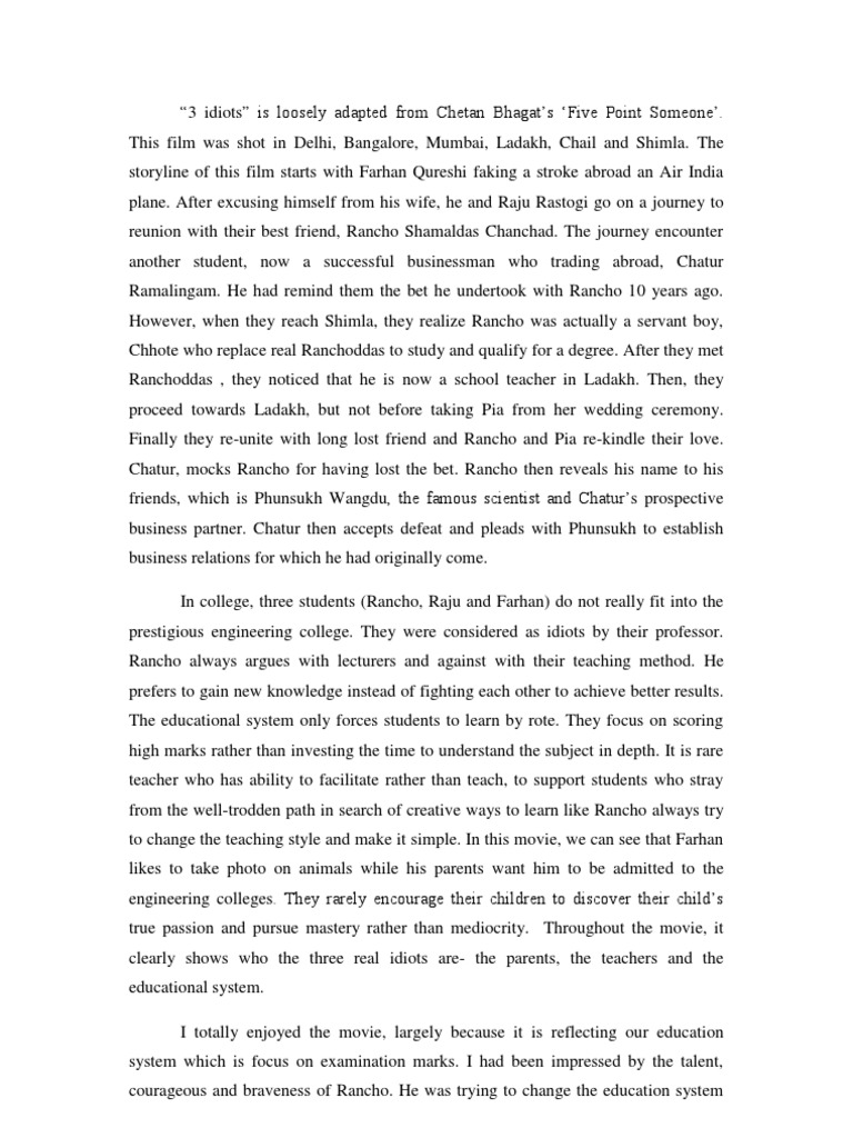 3 Idiots Movie Review | PDF | Further Education | Teaching And Learning