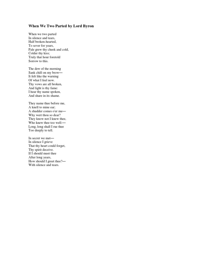 When We Two Parted by Lord Byron | PDF