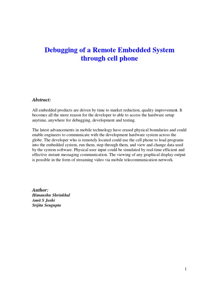 Remote Debugging of Embedded Systems - Amit Joshi | PDF | Embedded System | Personal Computers