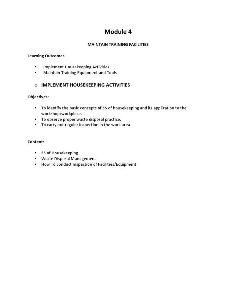 Implementing Housekeeping Activities | PDF | Housekeeping | Waste ...