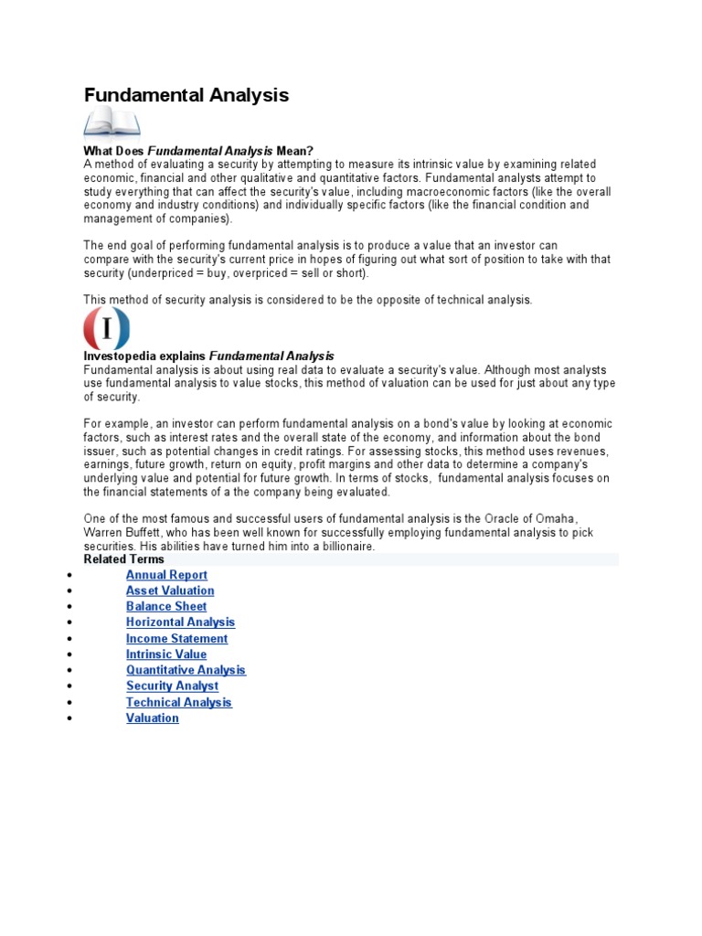 Fundamental Analysis | PDF | Technical Analysis | Valuation (Finance)