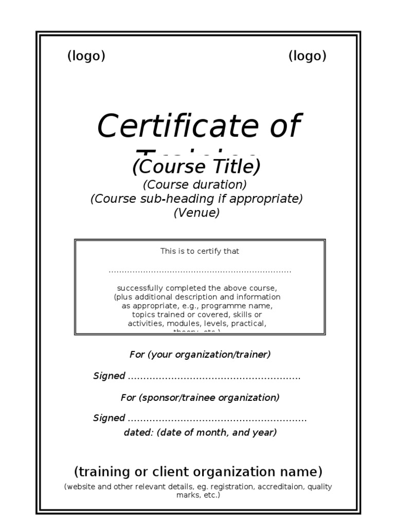 Training Certificate Template | PDF