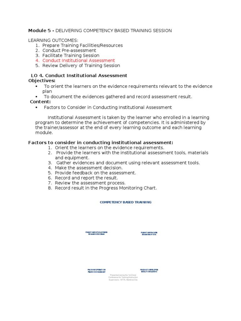Conduct Institutional Assessment | PDF | Educational Assessment ...