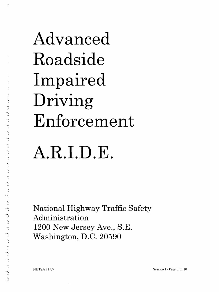2007 Nhtsa Aride Manual | PDF | Driving Under The Influence | Drunk ...