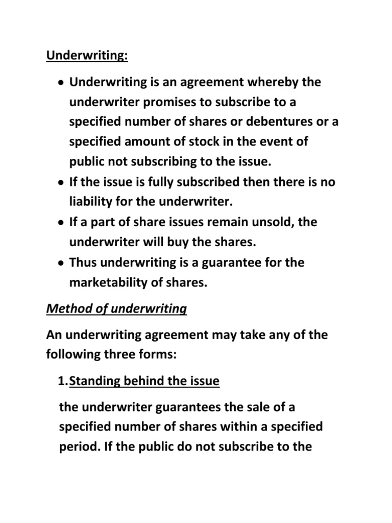 Underwriting.docx | Underwriting | Securities (Finance)