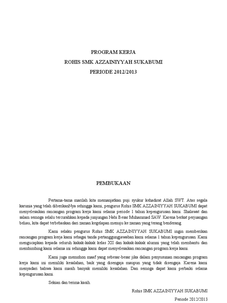 Program Kerja ROHIS | PDF