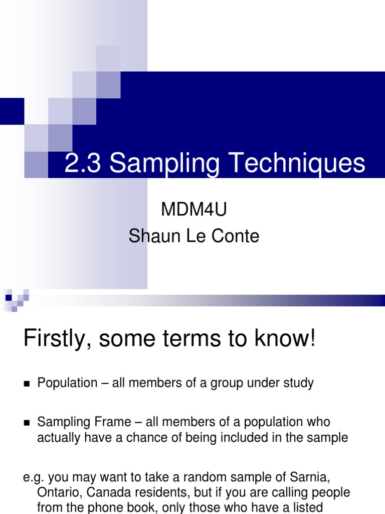 2.3 Sampling Techniques | PDF | Stratified Sampling | Sampling (Statistics)