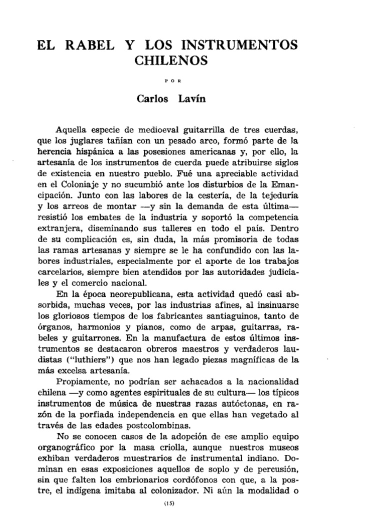 El Rabel y Los Instrumentos Chilenos | PDF | Violín | Guitarras