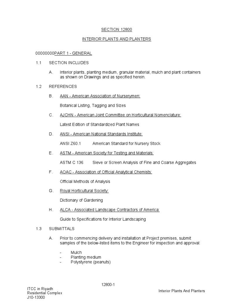 Interior Plants and Planters Specification | PDF | Root | Soil
