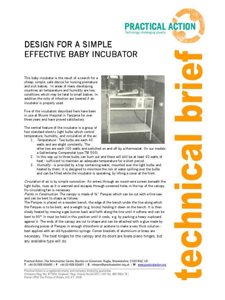 Design For A Simple Effective Baby Incubator | PDF | Neonatal Intensive ...