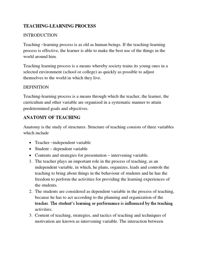 Teaching-Learning Process | PDF | Teachers | Motivation