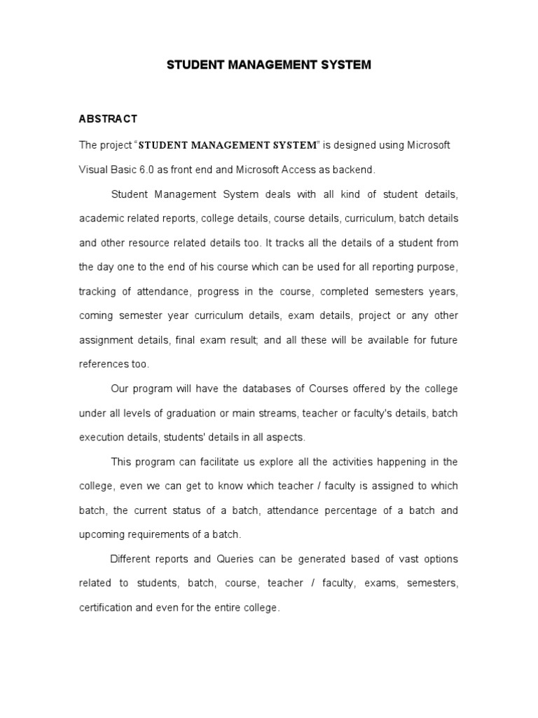 Student Management System | PDF | Microsoft Access | Microsoft Windows