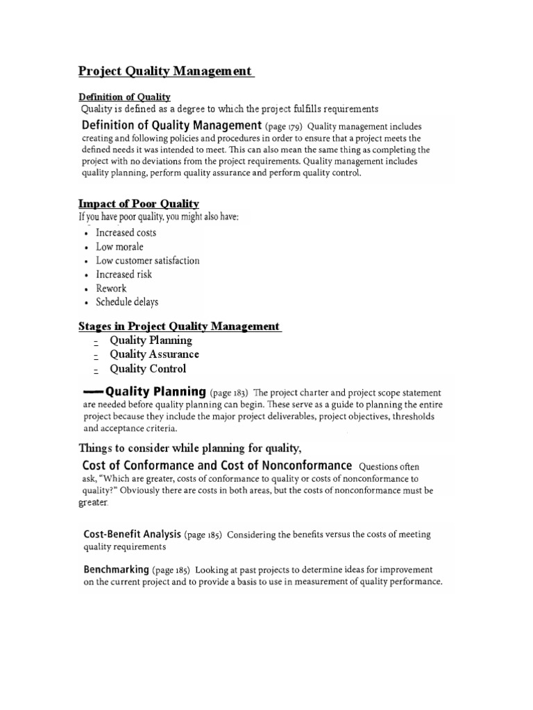 Project Quality Management | PDF