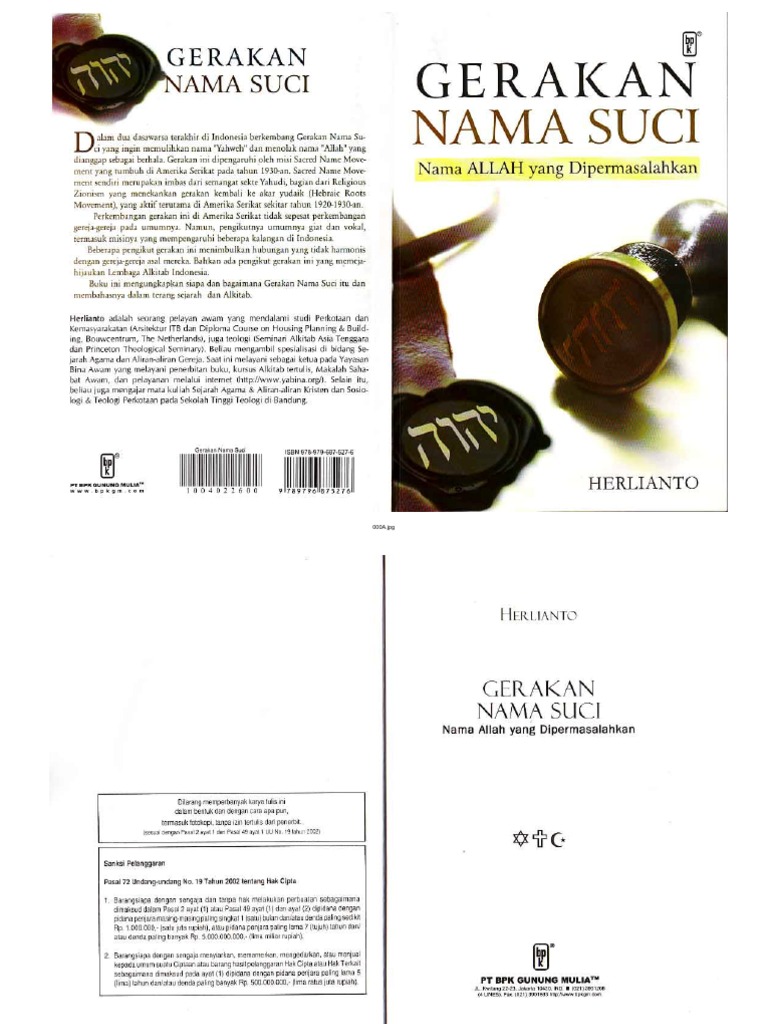 GERAKAN NAMA SUCI, Nama Allah Yang Dipermasalahkan by Herlianto | PDF