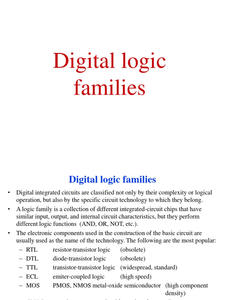 Lec06 Digital Logic Families | PDF