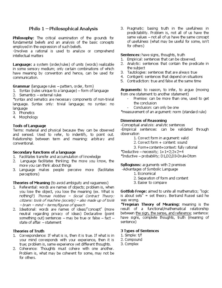 Philosophical Analysis | PDF | Argument | Truth