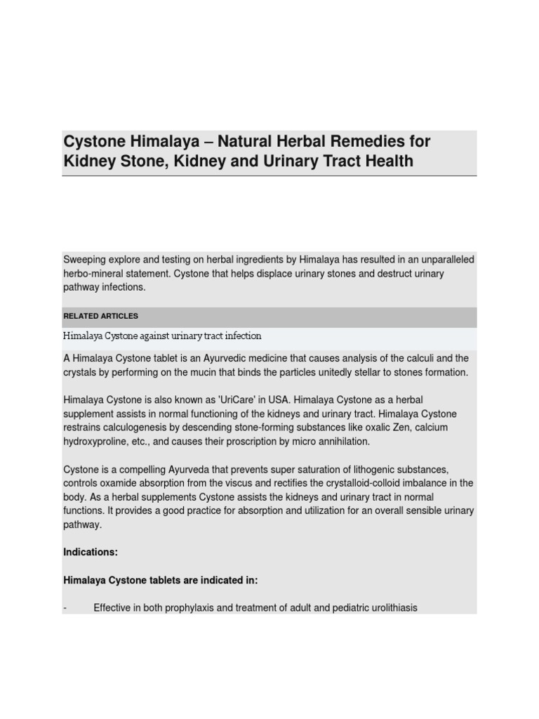 Cystone | PDF | Medicine | Clinical Medicine