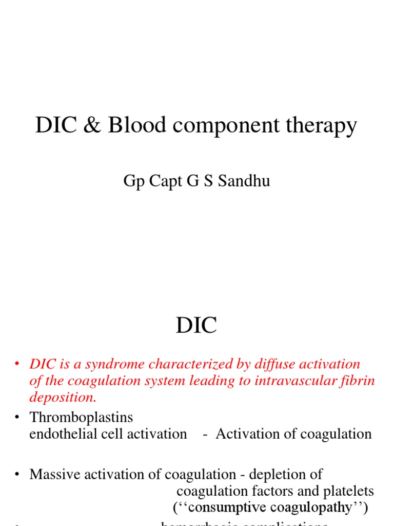 DIC Management and Blood Component Therapy | PDF | Platelet | Blood ...