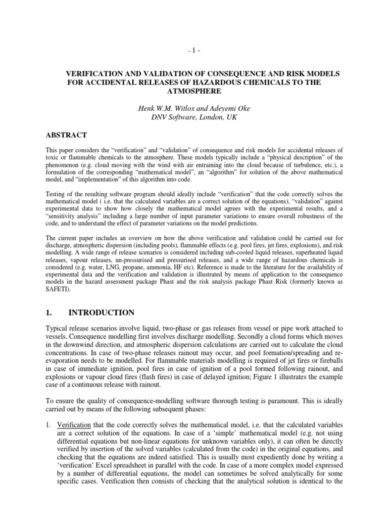 Verification and Validation Toxic Release Model To Atmosphere | PDF | Mathematical Model | Equations