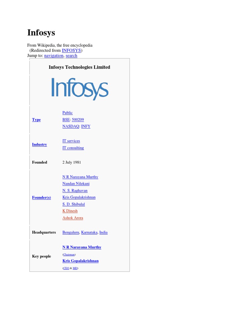 Infosys Technologies Limited | PDF | Science And Technology | Company ...