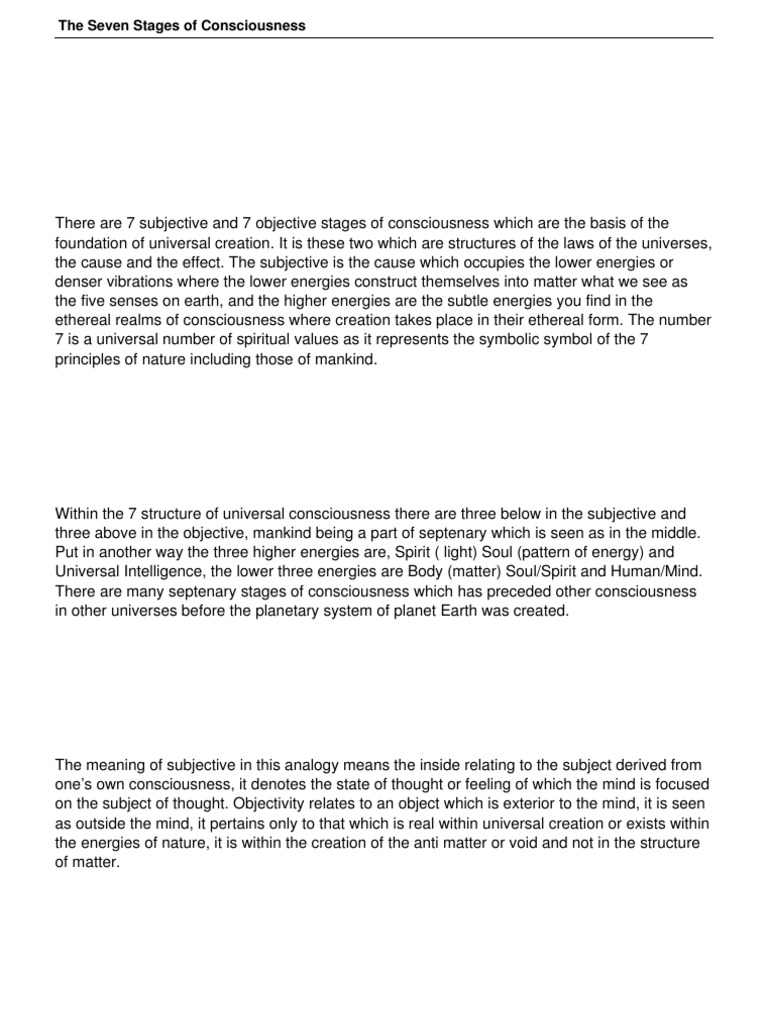 The Seven Stages of Consciousness | Download Free PDF | Matter ...