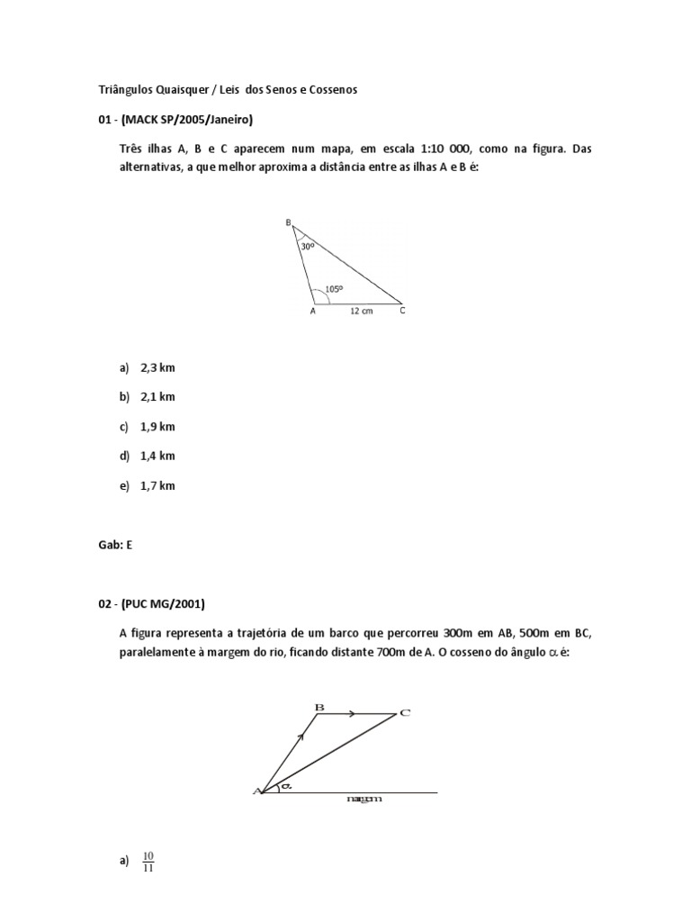 Triângulos Quaisquer | PDF | Geometria do Plano Euclidiano | Triângulo