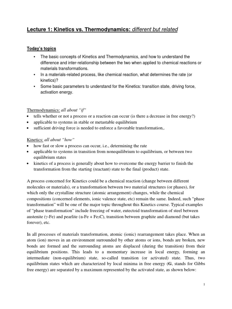 Kinetic Vs Thermodynamic Controll and Stability | PDF