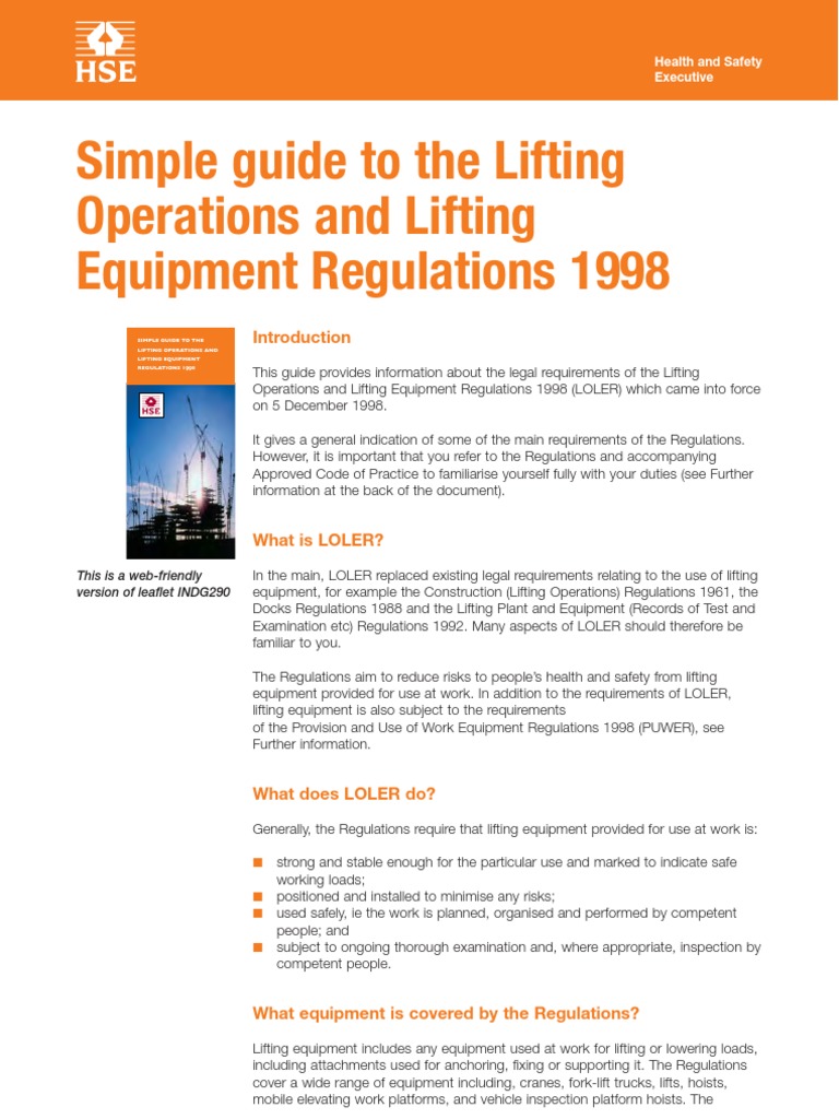 LOLER Indg290 | PDF | Occupational Safety And Health | Safety