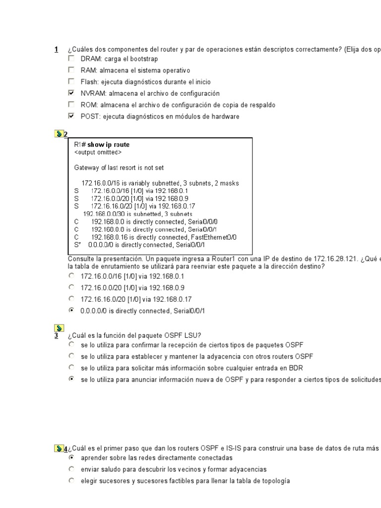 Cisco CCNA2 Examen Final | Router (Informática) | Enrutamiento