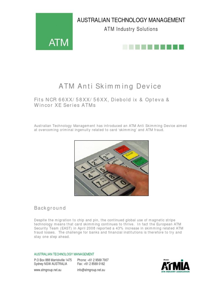 ATM Anti Skimming Device | PDF | Automated Teller Machine | Financial ...