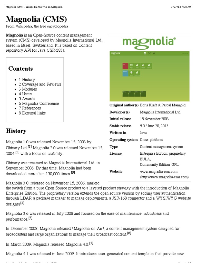 Magnolia (CMS) - Wikipedia, The Free Encyclopedia | PDF