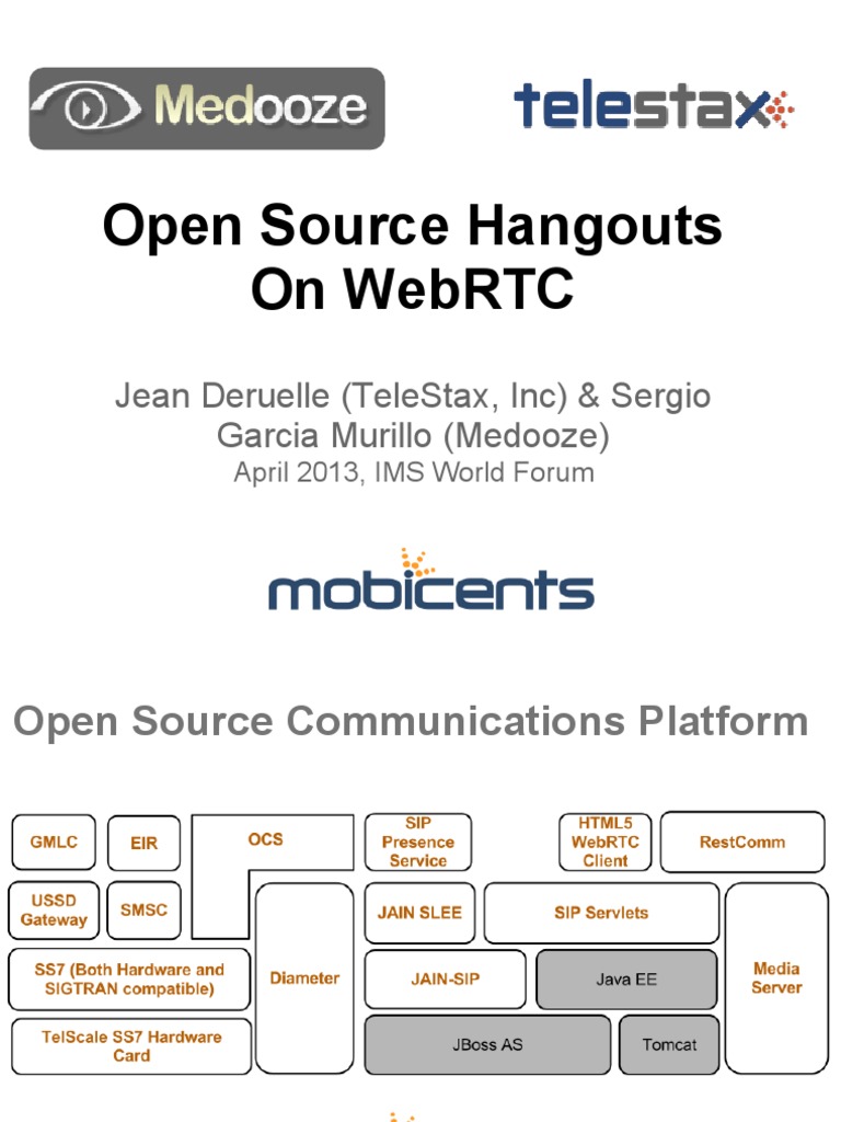 Open Source Hangouts On Webrtc: Jean Deruelle (Telestax, Inc) & Sergio Garcia Murillo (Medooze ...